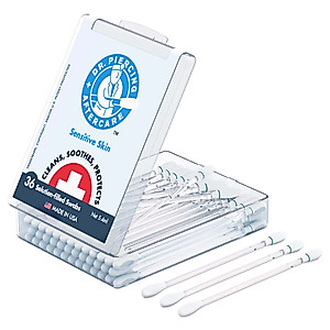 Dr. Piercing Aftercare Swabs - Saline Solution for Piercings - Earring Nose Belly Ear Piercing Cleaner - Saline Wash, Ear Hole Cleaner – Piercing Aftercare Formula - 36 Swabs