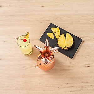 Restaurantware 24-OZ Pineapple Drink Tumbler: Perfect for Bars Restaurants and Catered Events - Copper Drink Cup with Silver Stainless Steel Interior Lining and Straw Slot - 1-CT