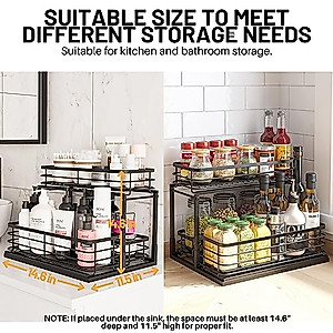 Under Sink Organizer - 2 Tier Pull Out Cabinet Organizers and Storage, 3 Baskets Slide Out Kitchen Organization for Counter Space, for Bathroom, Pantry, Laundry Room, New Home Essentials