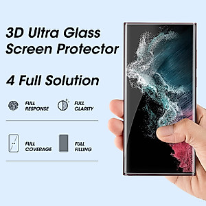 Ni-SHEN【Auto Alignment】3+2 Pack 3D Curved Samsung Galaxy S22 Ultra Screen Protector Tempered Glass Accessories 3 Pack Glass with 2 Pack Camera Lens Protector Samsung S22 Ultra case friendly Fingerprint Suitable