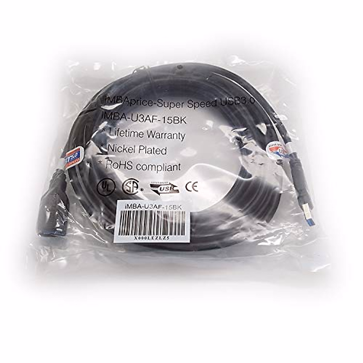 iMBAPrice USB 3.0 Extender - 15 Feet SuperSpeed USB 3.0 A Male to USB 3.0 A Female Extension Cable (Black)