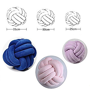 CinYana Knot Ball Throw Pillow Plush Toy Household Decoration Bed Room Office Sofa Couch Decor Simple Knotted Pillow 3-Strand Cotton Ropes Weaving (13.8", Blue)