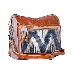 Myra Bags Indigo Charm Canvas, leather & Rug Crossbody Bag S-1919