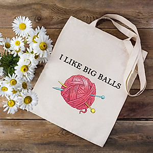 JXGZSO Crochet supplies Bag Knitting Project Bag I Like Big Balls Make Up Bag Funny Knitting Gift For Knitter (i like big balls shopping)