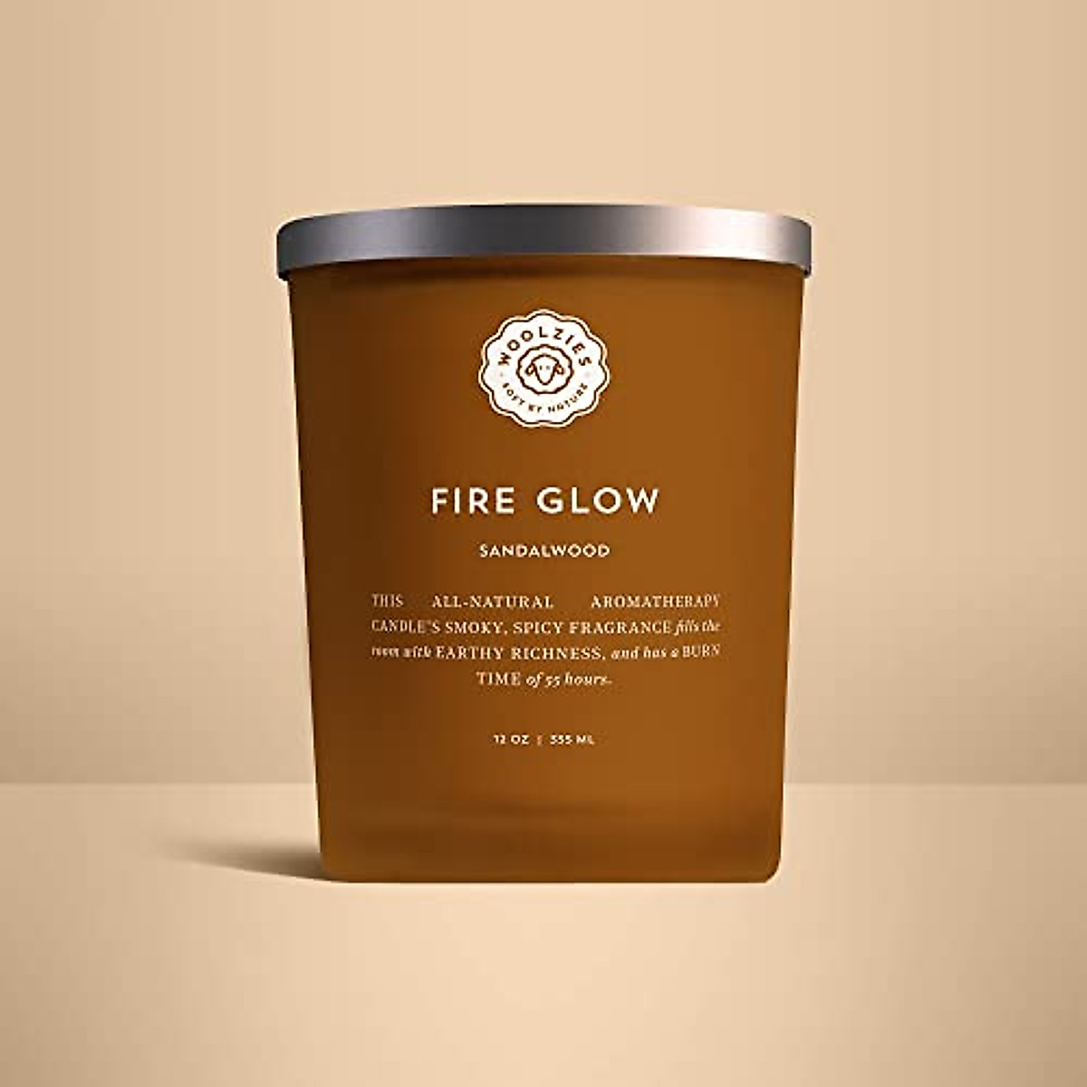 Woolzies Natural Soy Wax Candle | Hand Poured, Long Lasting, Reusable Glass Jar Scented Candle | 12 OZ (Fire Glow Sandalwood)