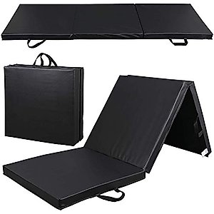 HomGarden 2" Thick Tri-Fold Folding Exercise Mat Gym Mat Gymnastics Mat w/Carrying Handles for MMA, Gymnastics and Home Gym Protective Flooring
