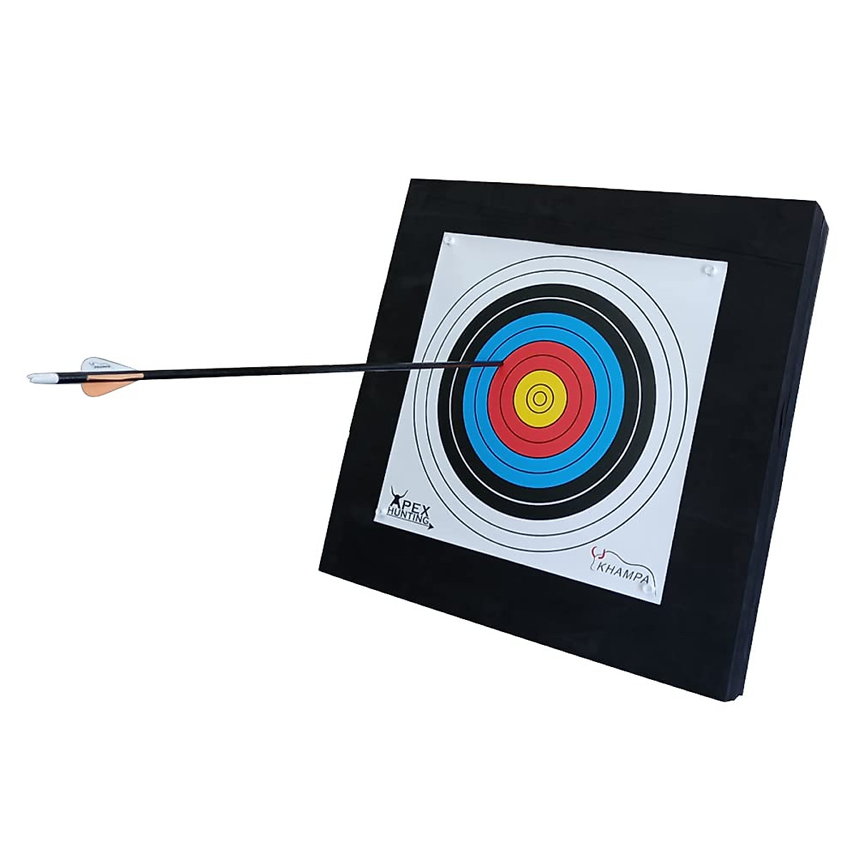KHAMPA Archery Target for Backyard | 2x2 ft. Deluxe Double Layer Bow Target | includes 2 Paper Targets and Push Pins for Crossbow or Compound Bows