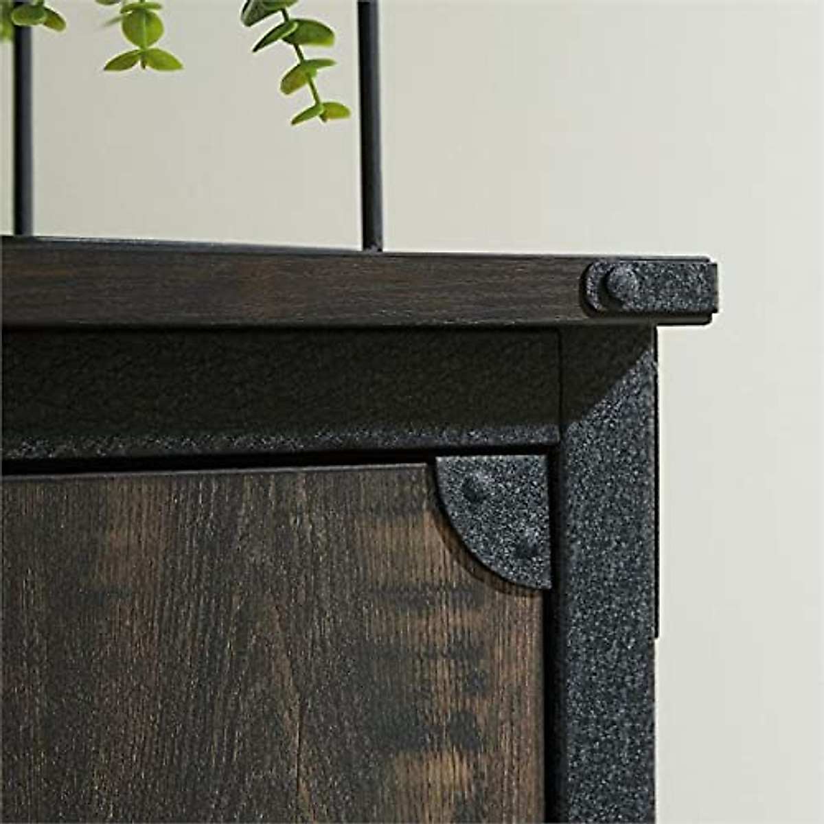 Sauder Steel River Industrial Hutch for Cabinet in Carbon Oak, Carbon Oak Finish