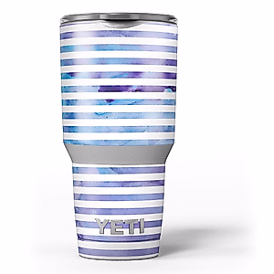 Design Skinz White Horizontal Stripes Over Purple and Blue Clouds - Skin Decal Vinyl Wrap Kit Compatible with The Yeti Rambler Cooler Tumbler Cups
