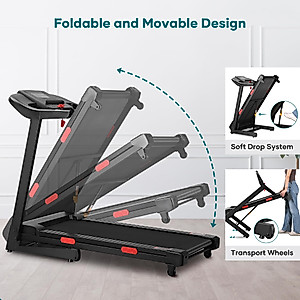 Treadmill with 15% Auto Incline 17.5'' Foldable Treadmill with Bluetooth Speaker Control Treadmill with Incline 5 Pre-Set Training Programs LCD Monitor 8.5 MPH Treadmills for Home Office Gym Use