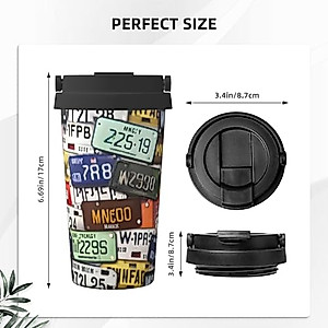 WANGZHAO License Plate Print Double Wall Stainless Steel Vacuum Insulated Tumbler Cup Home Thermal Cup