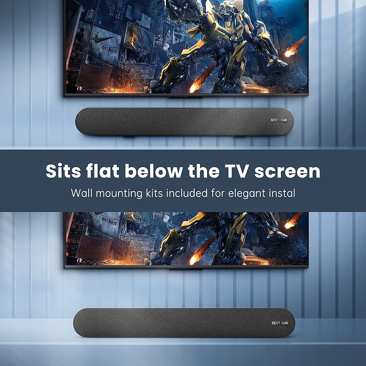 Soundbar, BESTISAN 80 Watts TV Sound Bar Home Theater Speaker with HDMI, Optical, RCA, AUX Port, Bluetooth 5.0, Movie/Music/Dialogue Audio Mode, Enhanced Bass Technology, Bass Adjustable, 2023 Version