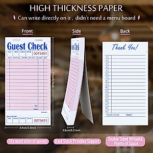 DGBDPACK Server Guest Checkbook, 5 Pack EP-3632-1 Server Note Book, Thick Server Paper with Guest Receipts, Waitress Notepads - 250 Orders Total (Pink, 6.75" x 3.5")