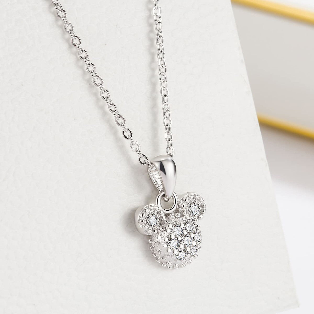 Dankadi Fashion100% 925 Silver Necklace For Women Cute Mickey Pendant Choker Solid Silver Chain 18 inch Fine Jewelry Gift