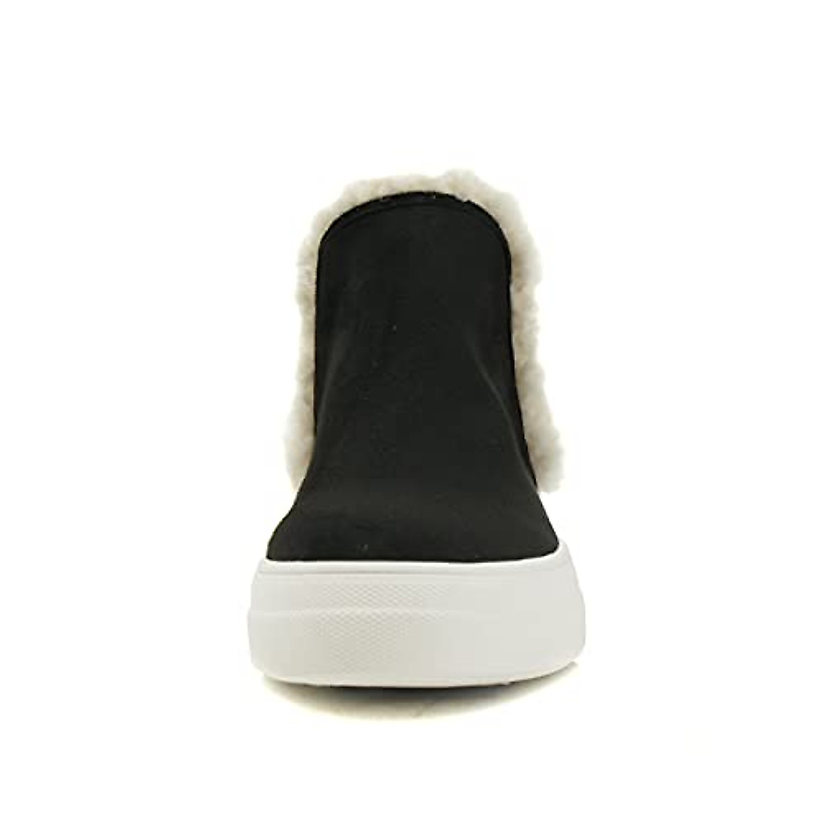Soda Figure Women’s Faux Fur Trim Fashion High Top Slip On Sneaker Bootie (Black, Numeric_7)