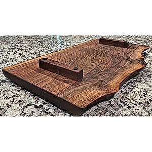 Black Walnut Large, Gorgeous, Full-of-Character, Forest-to-Table Solid Double Live Edge Wood Charcuterie/Appetizer/Dessert/Grazing/Serving Board. 100% USA Handcrafted. 27 x 14.5 x 1.25".