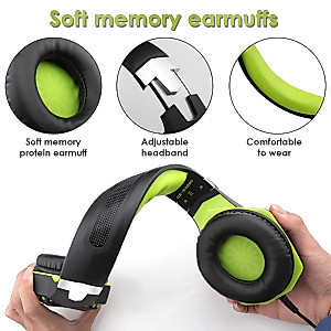 sktome Gaming Voice Changer Headset with Mic, Cool LED Light Over-Ear Headphones with Volume Control, Noise Reduction Voice Changer Gaming Headset for PS4/PS5/Xbox One/PC/Phone/Laptops(Green)