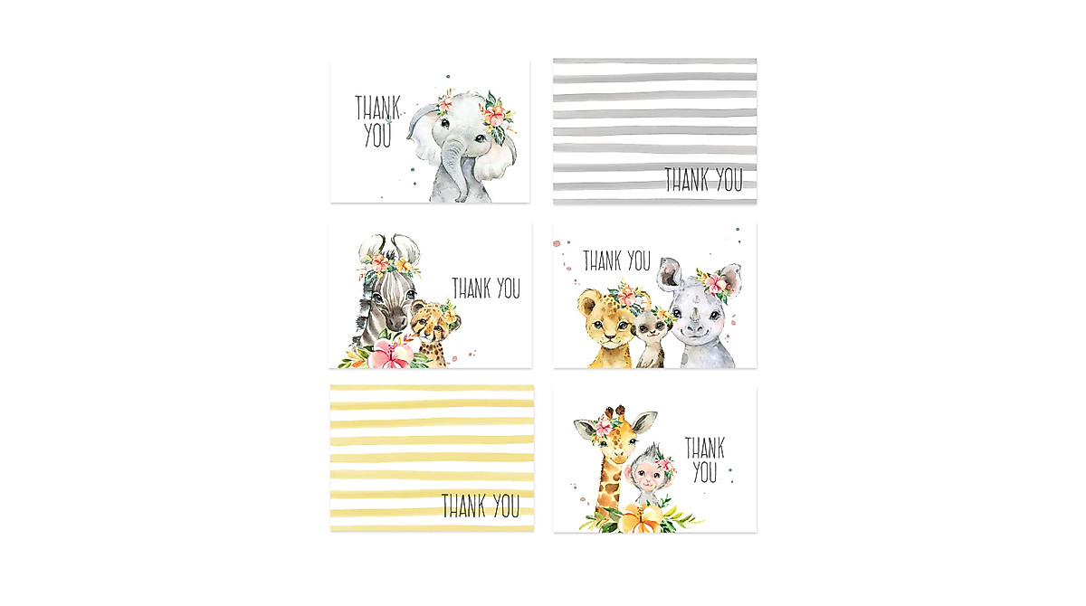 Canopy Street Boho Safari Animal Baby Shower Thank You/New Baby ...