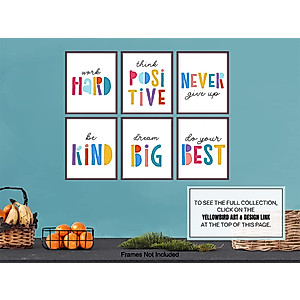 Kids Room Decor Motivational Quotes - Boys Room Decor - Girls Bedroom - Baby Nursery Decor - Inspirational Wall Art Posters - Classroom Decor - Positive Quotes Sayings - Family Wall Decor - Be Kind