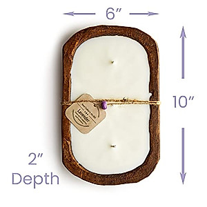 Dough Bowl Candle Company Lavender Soy Candle - 3 Wick Candle Essential Oil Wax Melts, Rustic Farmhouse Decor Odor Eliminator, 20 Ounce All-Natural Soy Candles Gifts for Women and Men