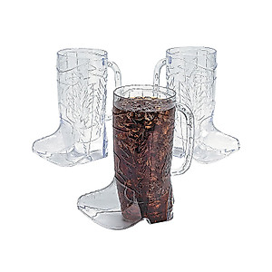 Fun Express Cowboy Boot Mugs - Bulk set of 12 Mugs, each holds 17 oz - Western Rodeo Party Supplies and Nashville Decorations