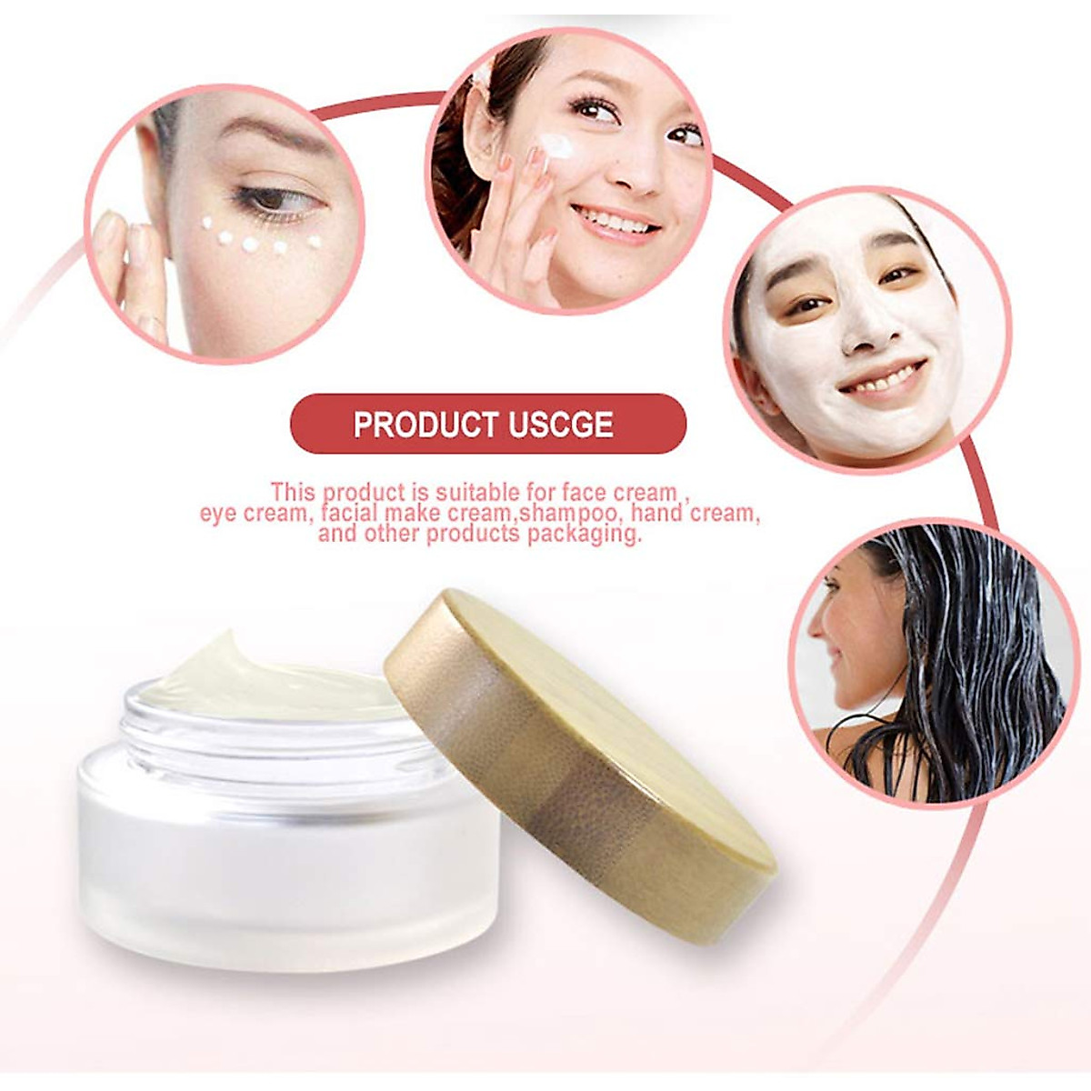 Frosted Glass Cream Jars,2 Pack 100ml/3.4oz,Natural Bamboo lids Empty Refillable Cosmetic Container Bottles Glass Cosmetic Sample Jars with lids for Face Cream Make Up Eye Shadow Travel