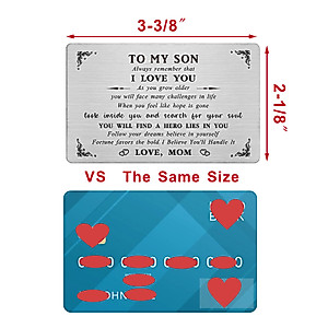 Son gifts from Mom, Son Engraved Wallet Card, I Love You Inspirational Cards, To My Son Birthday Graduation Christmas Gifts Card