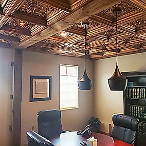 From Plain To Beautiful In Hours DCT03 British Sterling PVC 2' x 2' Lay-in Ceiling Tile, Pack of 25, Aged Copper, 25 Piece