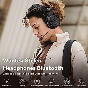 Wireless Headphones Over Ear for Active Noise Cancelling Headphones Bluetooth Headset with Microphone Dance Music DJ Headphones Designed for Game Calls and Music, Foldable to Save Space etc (Black)