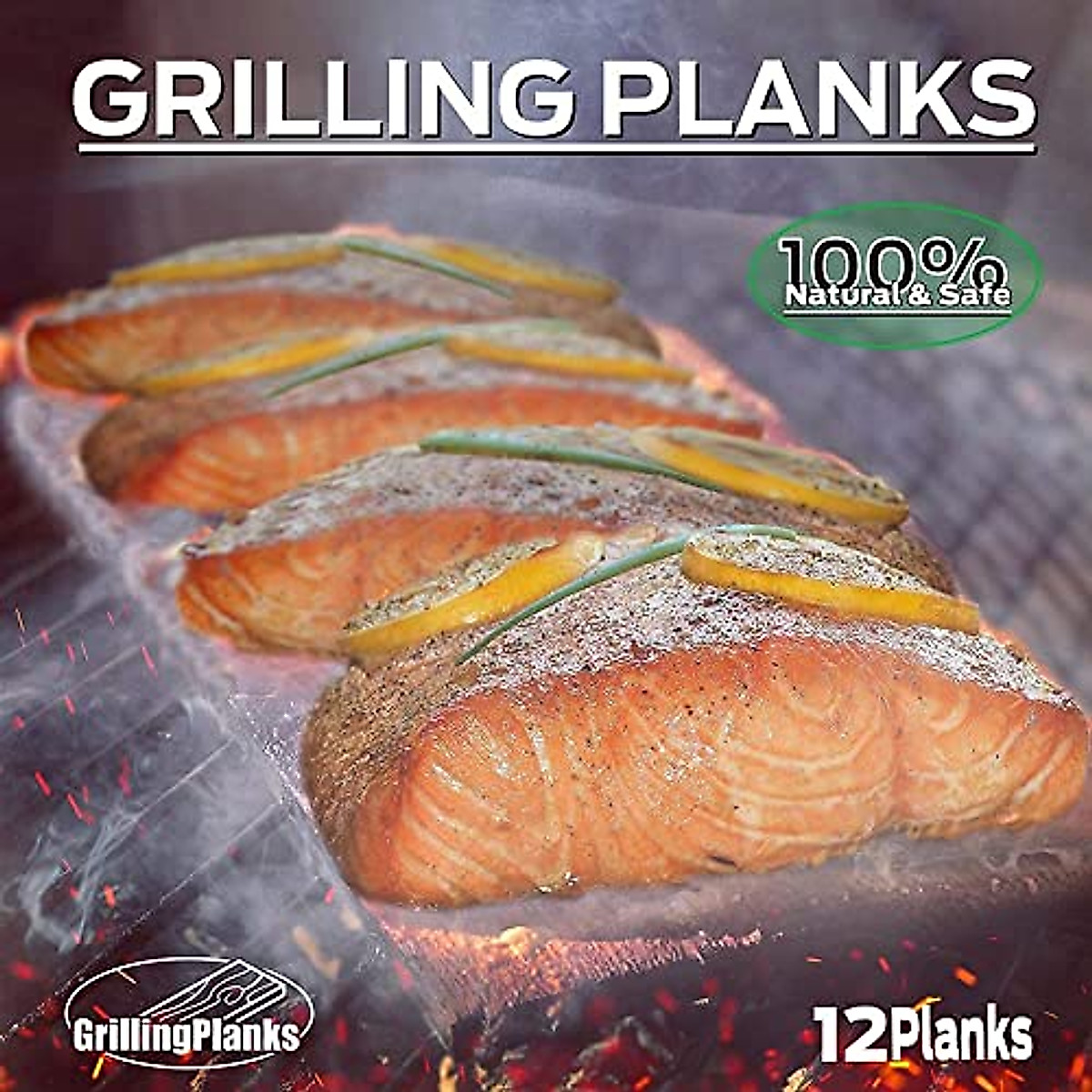 GrillingPlanks 12 Pack Cedar Planks for Grilling Salmon, Fish, Meat and Veggies. Add Extra Smoke ...