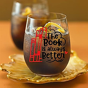 DYJYBMY The Book is Always Better Wxxx Glass, Funny Book Club Gifts for Reader Lovers, Librarian,Teacher, Nerd Gift Idea, Nerd Christmas Gift, Inspirational Birthday Gifts for Friends