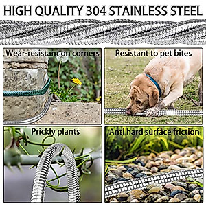 50ft Stainless Steel Metal Garden Hose Heavy Duty Metal Hose with 9 Function Metal Hose Nozzle Flexible, Lightweight, Kink Free & Tangle Free, Pet Proof, Puncture Proof Hose for Yard, Outdoor