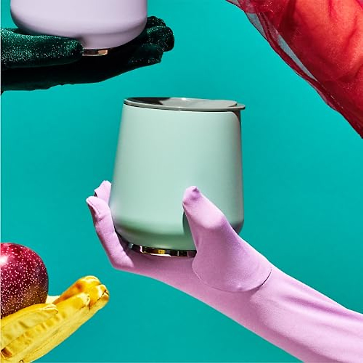 Fellow Ruby Wine Tumbler Set of 2 - ​​Insulated Stainless Steel Wine and Cocktail Tumblers with Ceramic Interior and Swivel Pebble Lid - 12 oz, Mint Chip