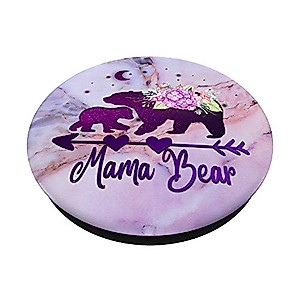 Purple Mama bear with one cub on Pink Blue Look PopSockets Swappable PopGrip