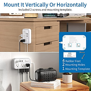 Extension Cord 15 ft, Surge Protector Power Strip with 6 Widely Outlets 4 USB Ports, Flat Plug, Wall Mount Outlet Extender, 1080 Joules, Multiple Outlets for Indoor Home Office, Dorm Room Essentials