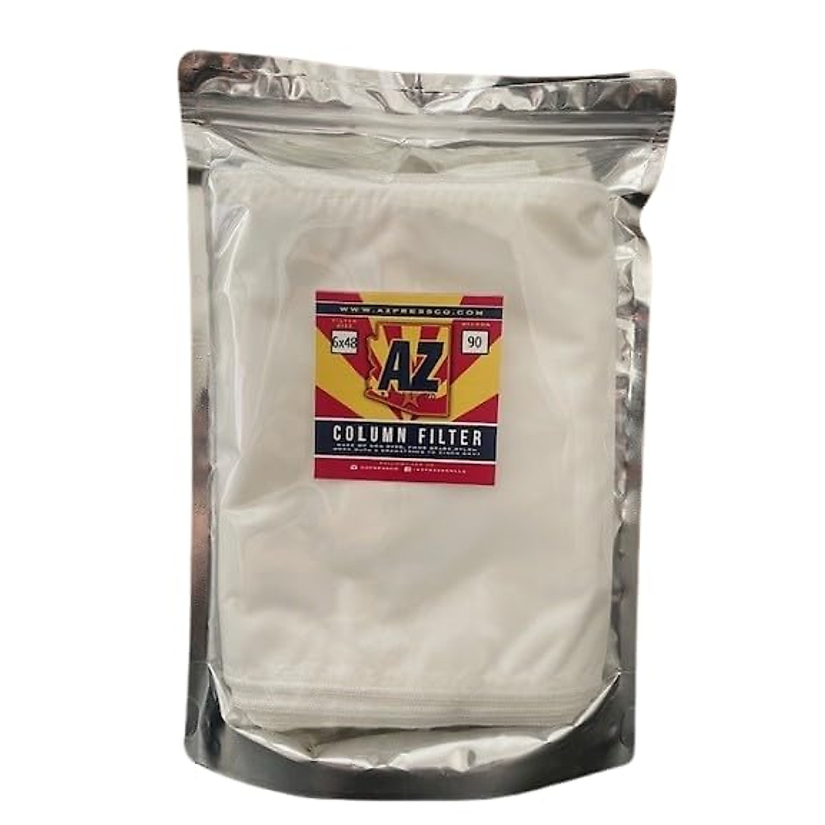 Column Extraction Filter Bag Sock - 90 Micron 100% Food Grade Nylon Mesh Filter - 10x 4 Inch or 6 Inch Diameter Material Bags - Multiple Length Options With Drawstring Closure (6" x 48")