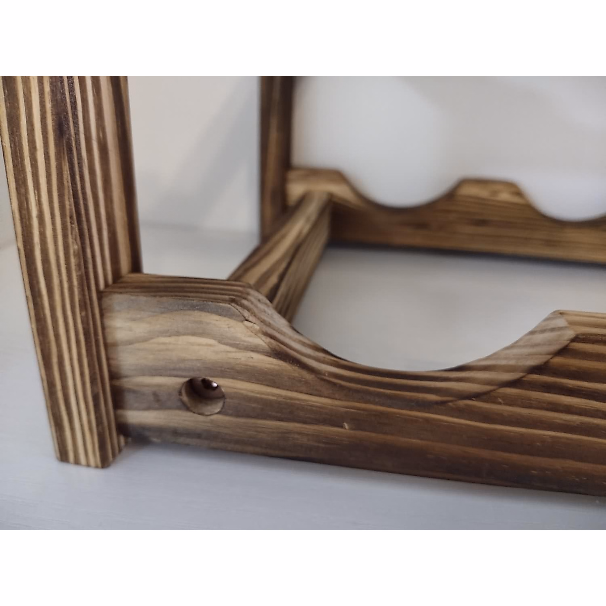 LoongZDD Easy-Install & Standalone 8-Bottle Wine Rack - Premium Carbonized Pine Wood, Two-Tier Design for Countertop, Home Kitchen Pantry, Versatile Wine Storage Solution