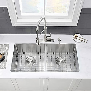 33 Undermount Kitchen Sink Double Bowl -VASOYO 33x19 Undermount Stainless Steel Kitchen Sink 16 Gauge Deep 50/50 Undermount Double Bowl Kitchen Sink with Cutting Board