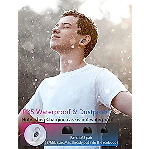 GPEESTRAC True Wireless Earbuds, Bluetooth 5.0 Headphone, in-Ear Button Control Hi-Fi Stereo Sound IPX5 Waterproof, Built-in Mic Earphones Gift for Work Sport Gym Travel Running