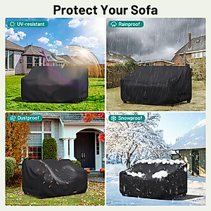 Brosyda Patio Sofa Cover For Outdoor Furniture Covers Waterproof, Heavy Duty Patio Furniture Covers with Upgrade Fastener Windproof Buckle Straps, 3-seater Outdoor Couch Cover-60"L × 34"D × 30"H