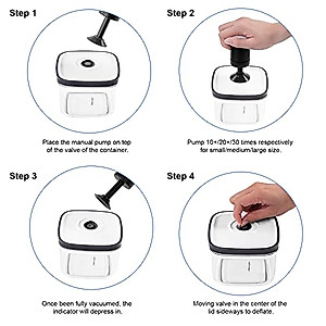 KALAR Vacuum Sealer Airtight Food Storage Containers with lids,Vacuum Sealed Containers for Food,Reusable&Stackable Airtight Containers Set, Great for Marinating Meat & Food-3pc（Grey）