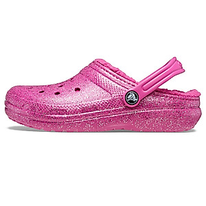 Crocs Classic Glitter Lined Clogs | Kids' Slippers, Fuchsia Fun/Multi, 6 US Unisex Toddler
