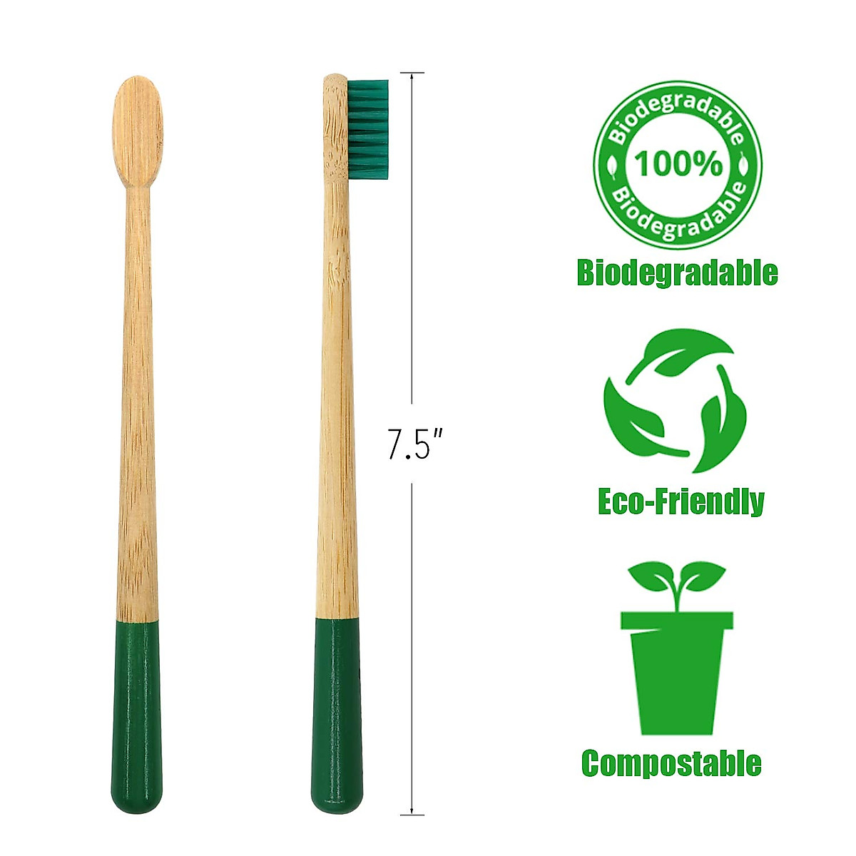 Virgin Forest Bamboo Toothbrush, Natural Eco Friendly Biodegradable Wood Toothbrushes, Vegan Organic Charcoal Tooth Brush, Pack of 6