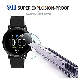 Suoman 3-Pack for Fossil Gen 5 Carlyle HR and Fossil Gen 6 Men Women Screen Protector Tempered Glass Smartwatch [2.5D 9H Hardness] [Anti-Scratch]