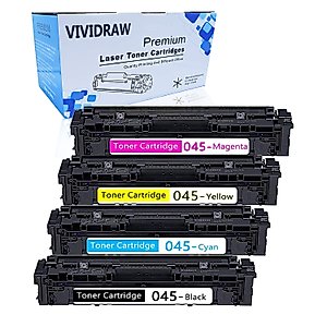 VIVIDRAW Compatible Toner Cartridge Replacement for Canon 045 CRG-045 CRG-045 -for LBP612CDW MF632Cdw MF634Cdw MF633Cdw MF635Cx LBP611Cn MF613Cdw Printer (Black, Cyan, Magenta, Yellow, 4-Pack)