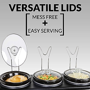 HomeCraft HCTSC15SS Stainless Steel 3-Station 1.5-Quart Oval Slow Cooker Buffet, with Lid & Spoon Rest, Adjustable Heat Control, Perfect for Parties, Holidays, Families