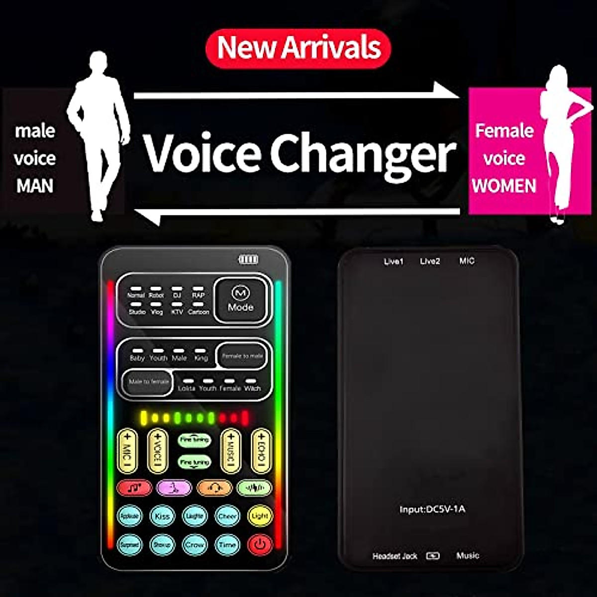 Portable Voice Changer, Handheld Microphone Voice Changer with Sound Multifunctional Effects Machine Voice Disguiser Mini Voice Changer Device for Mobile Phone PC Laptops PS4 Xbox One Games