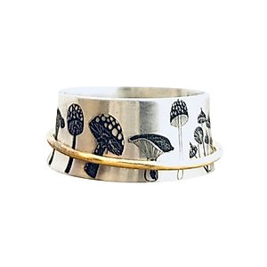 Vintage Style Rings for Women Personalized Retro Cartoon Mushroom Rotating Ring Inspiration Mushroom Ring Meditation Inspirational Ring Mother Day Ring for Women Size 6 11 Ring for Man (Silver, 6)