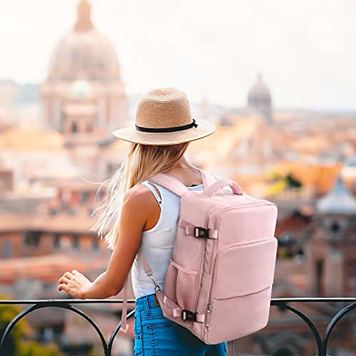 Hanples Large Travel Laptop Backpack for Women, Carry On Backpack, Hiking Backpack, Waterproof Durable Business Backpack with USB Charging Port, College Computer Bag, Fits 16 Inch Laptop