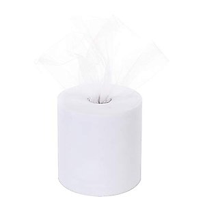 Tulle Roll 6Inchx200Yards(600ft)Tulle Ribbon Tulle Fabric Table Skirt Wedding Decorations Gift Wrapping (White)